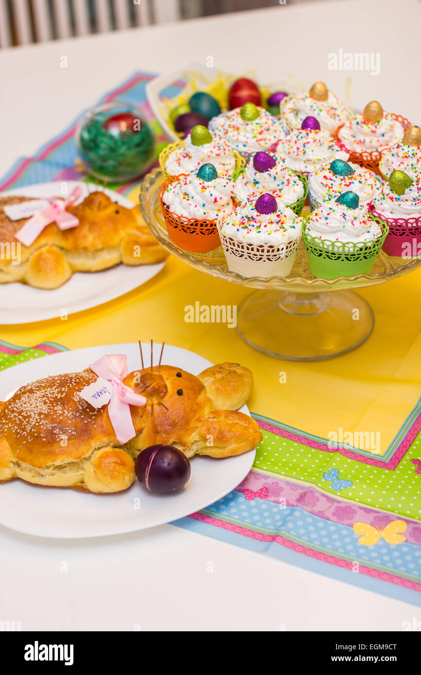 Serving Easter table setting with food Stock Photo - Alamy