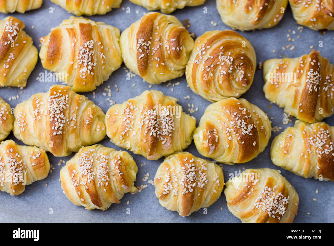 Fresh Baked Croissants homemade with sesame Stock Photo - Alamy