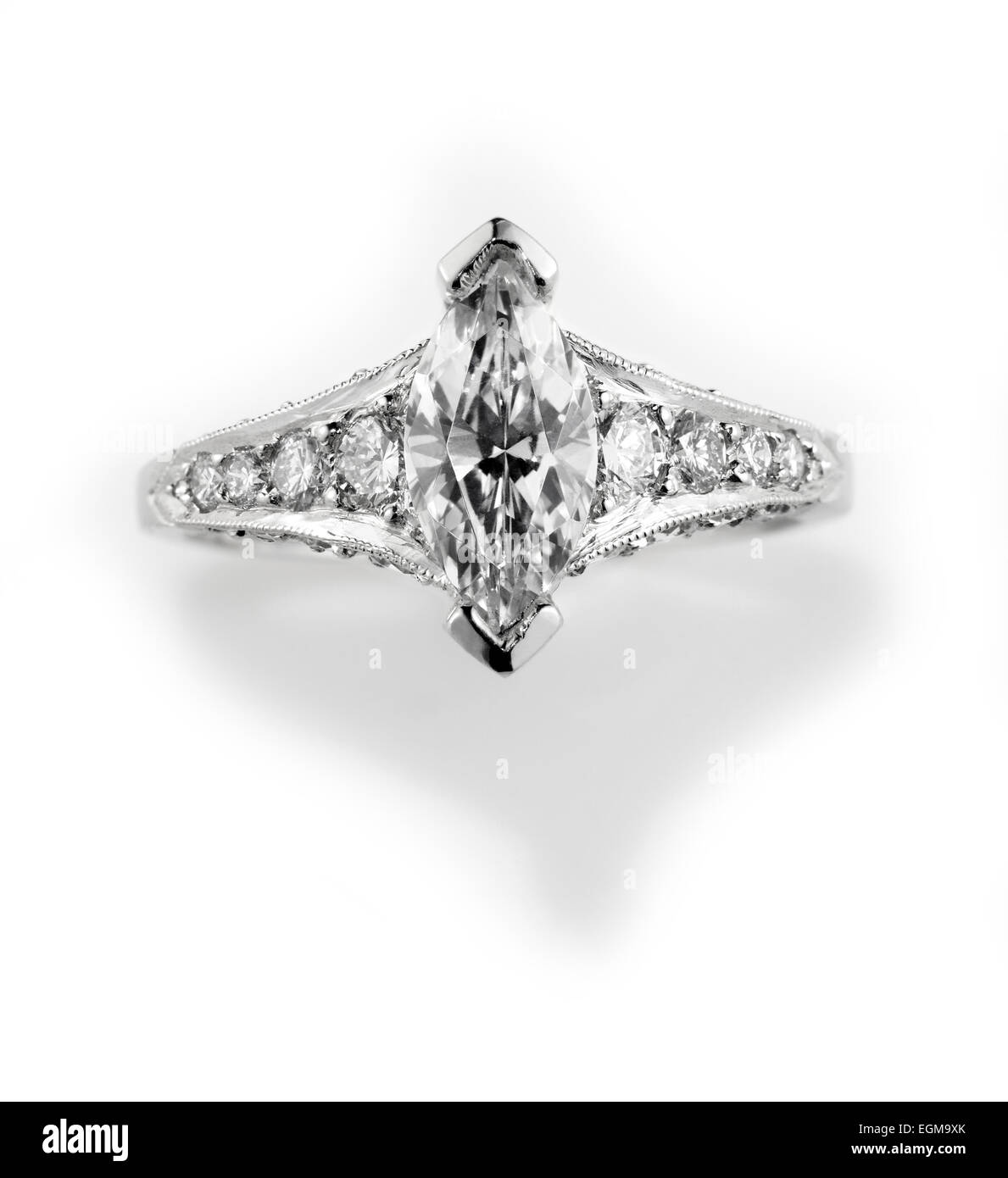 Marquise Cut Diamond Engagement Ring Stock Photo - Alamy