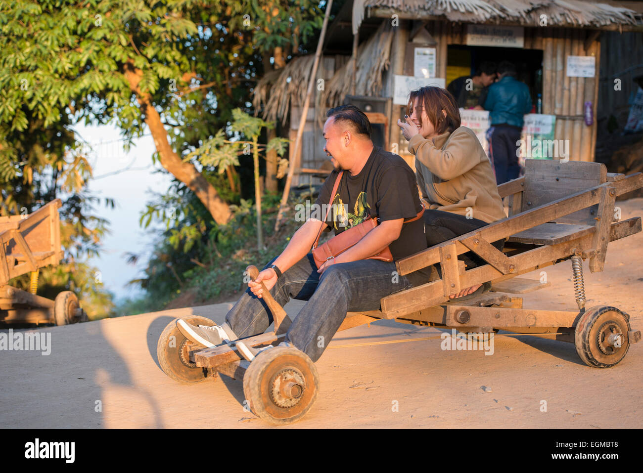 Racing wooden go carts in Mon Jam, Chiang Mai, Thailand Stock Photo - Alamy
