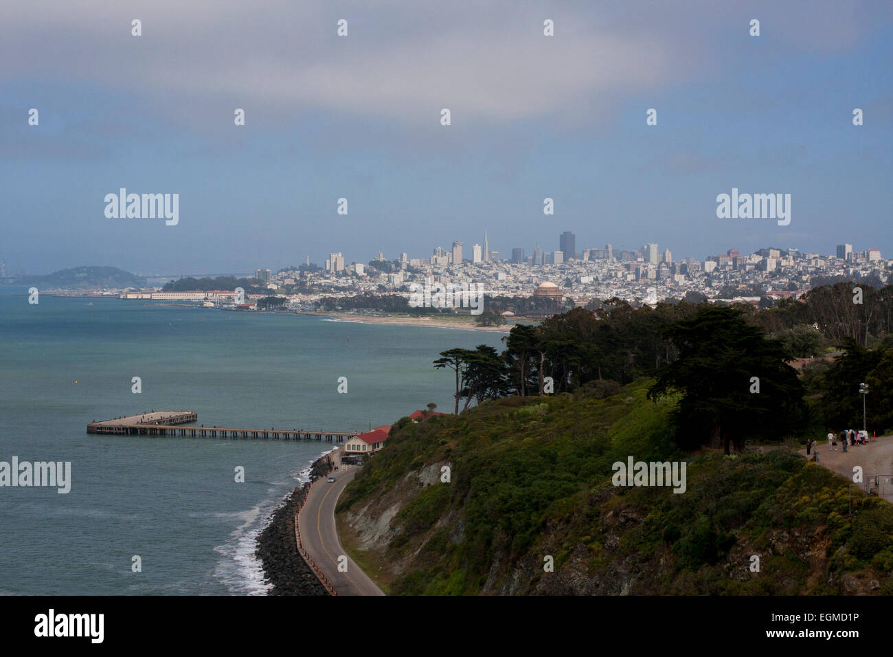 A scenic view of San Francisco city across the bay from the Golden Gate ...