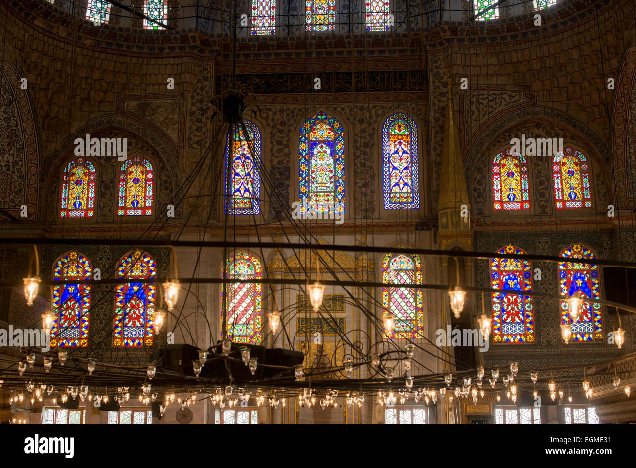 Blue Mosque Prayer Hall Interior Istanbul Turkey // ISTANBUL, Turkey ...