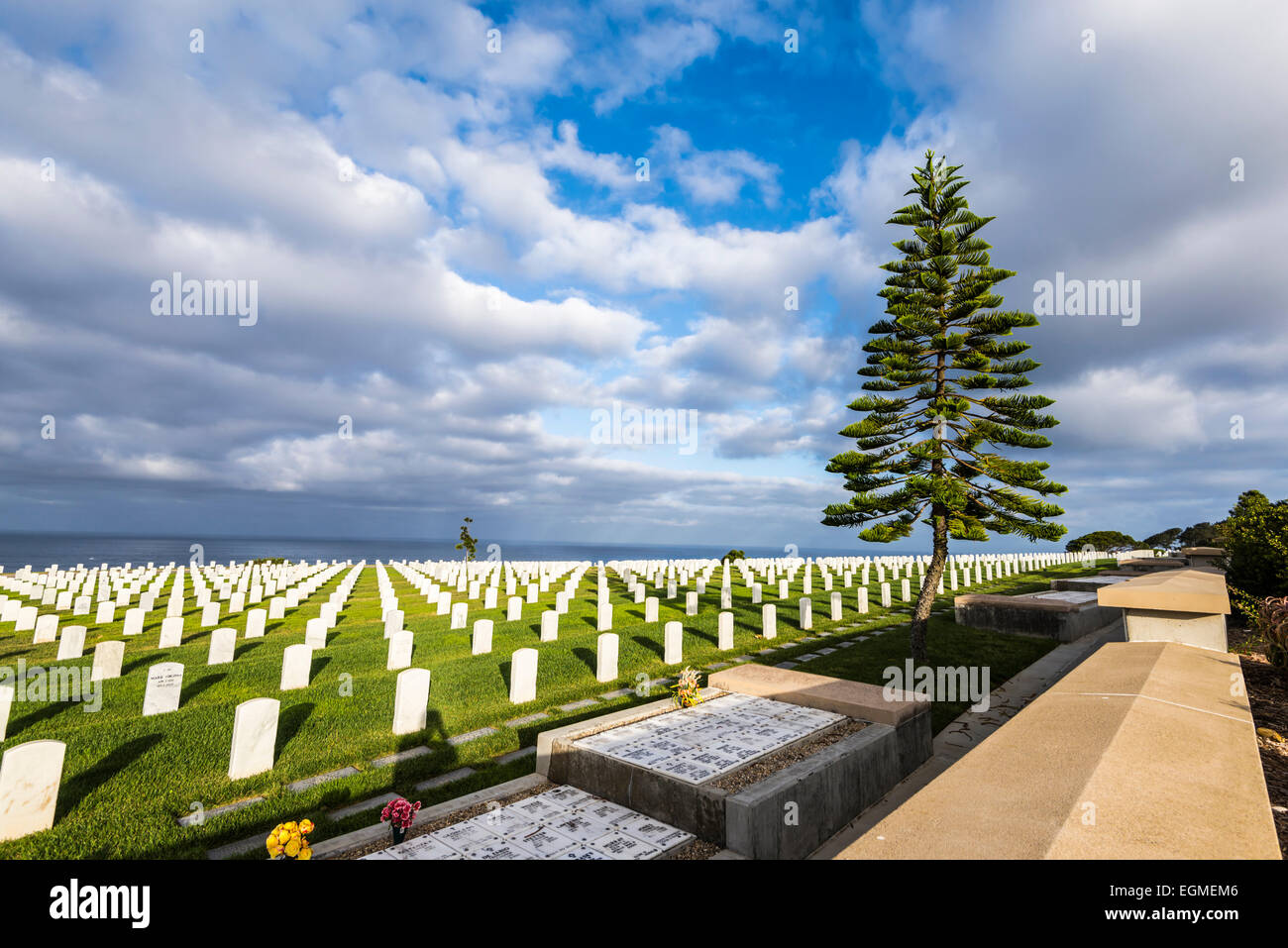 View of the Fort Rosecrans National Cemetery on a cloudy morning. San ...