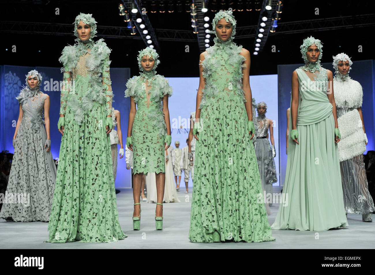 Jakarta, Indonesia. 26th Feb, 2015. Models present creations by ...