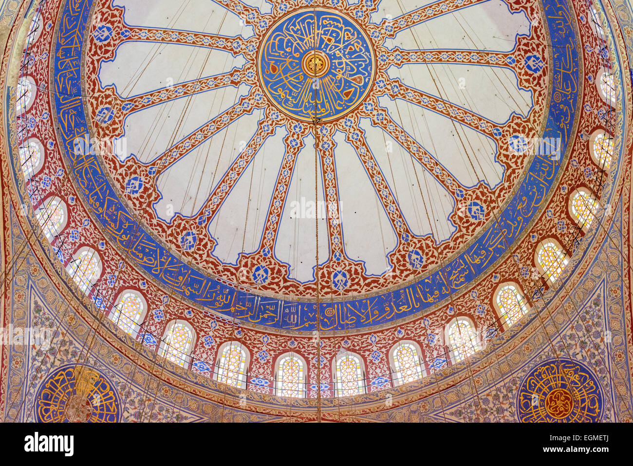 Blue Mosque Prayer Hall Ceiling Decorations Istanbul Turkey // ISTANBUL ...