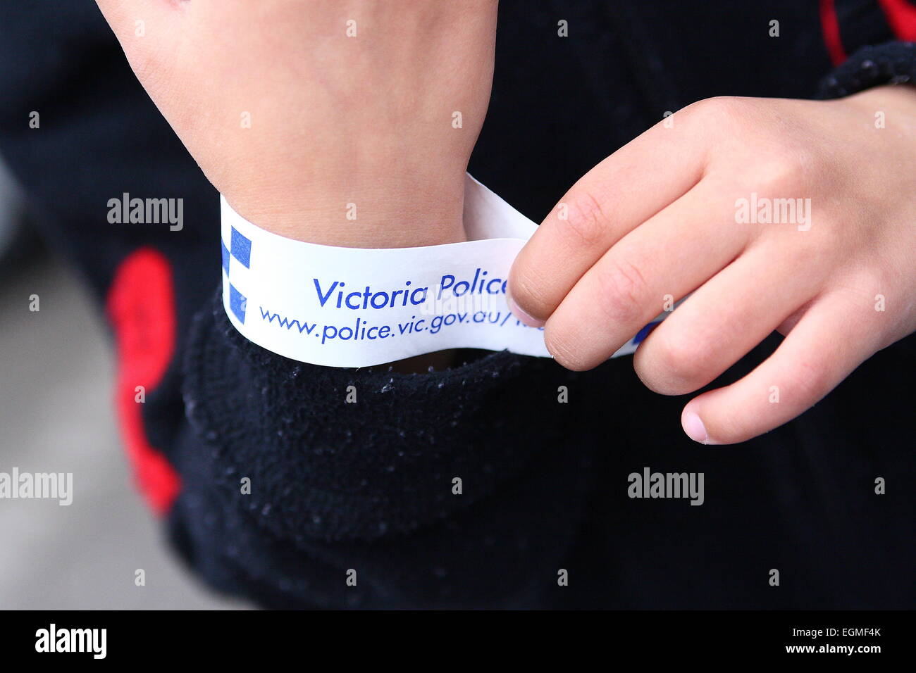 Victoria Police wrist tag for children Stock Photo - Alamy