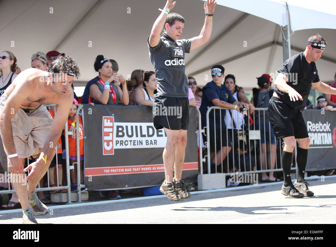 Competitors in action during the Reebok Spartan Race. Mohegan Sun ...