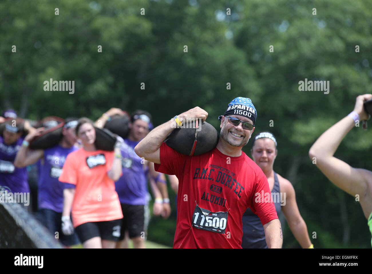 Competitors in action during the Reebok Spartan Race. Mohegan Sun ...