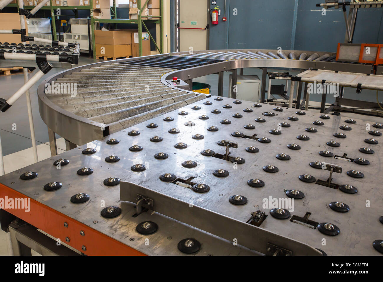 new modern assembly roller line Stock Photo - Alamy