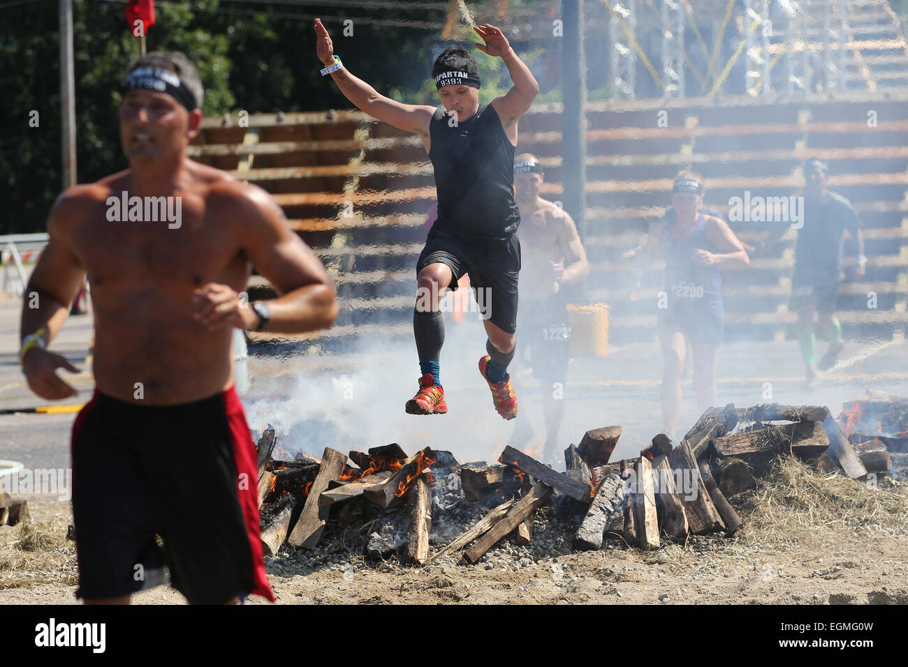 Competitors in action during the Reebok Spartan Race. Mohegan Sun ...
