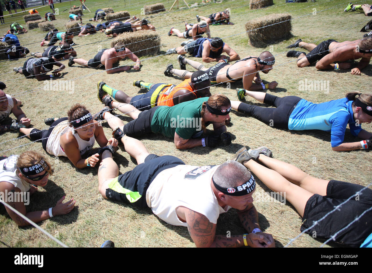 Competitors in action during the Reebok Spartan Race. Mohegan Sun ...