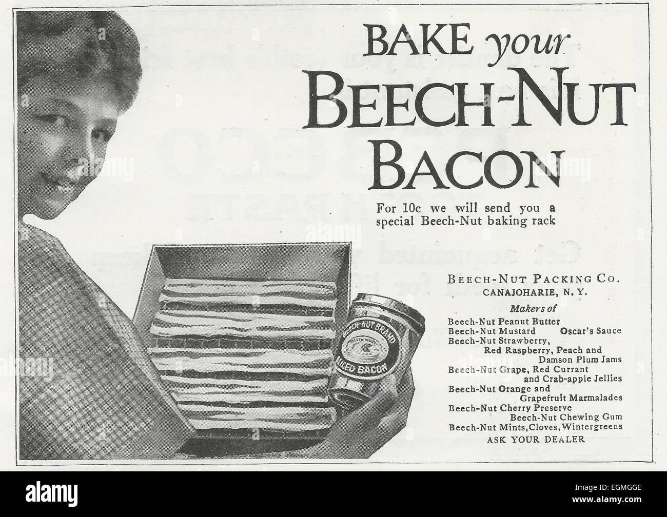 Bake your Beech-Nut Bacon 1916 Advertisement Stock Photo - Alamy