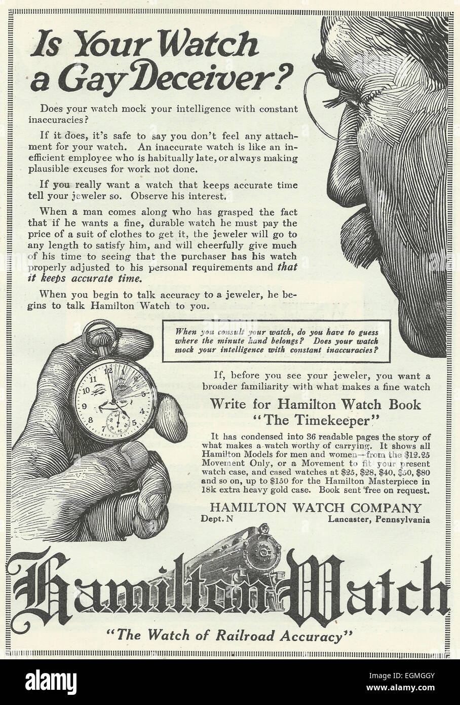 Hamilton Watch - The Watch of Railroad Accuracy - 1916 Advertisement ...
