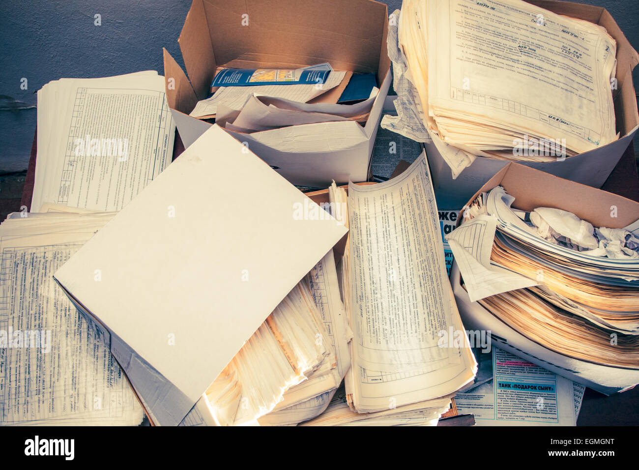 Dirty messy paper documents as background closeup Stock Photo - Alamy