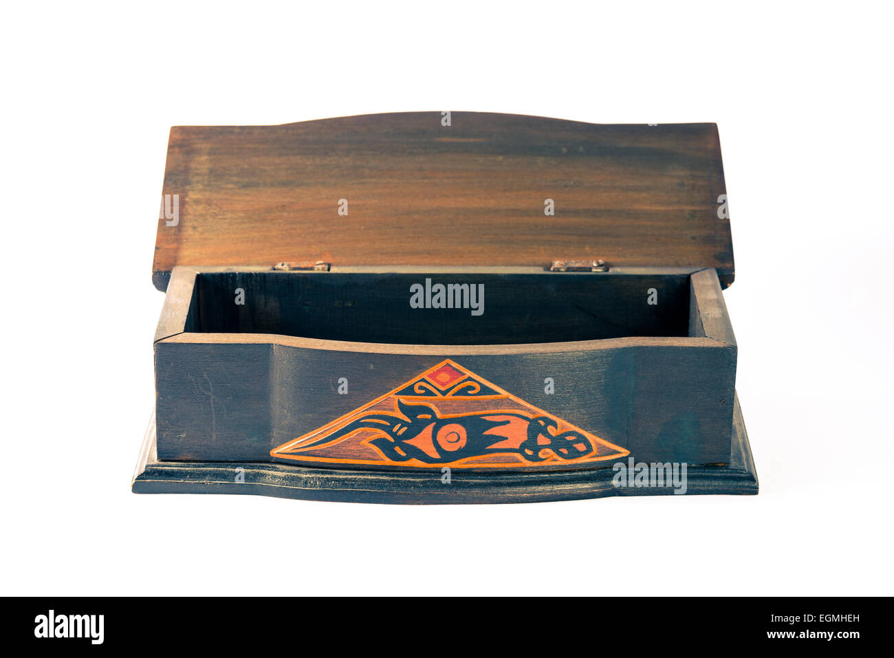 A view of open wodden carved box,vintage style Stock Photo - Alamy