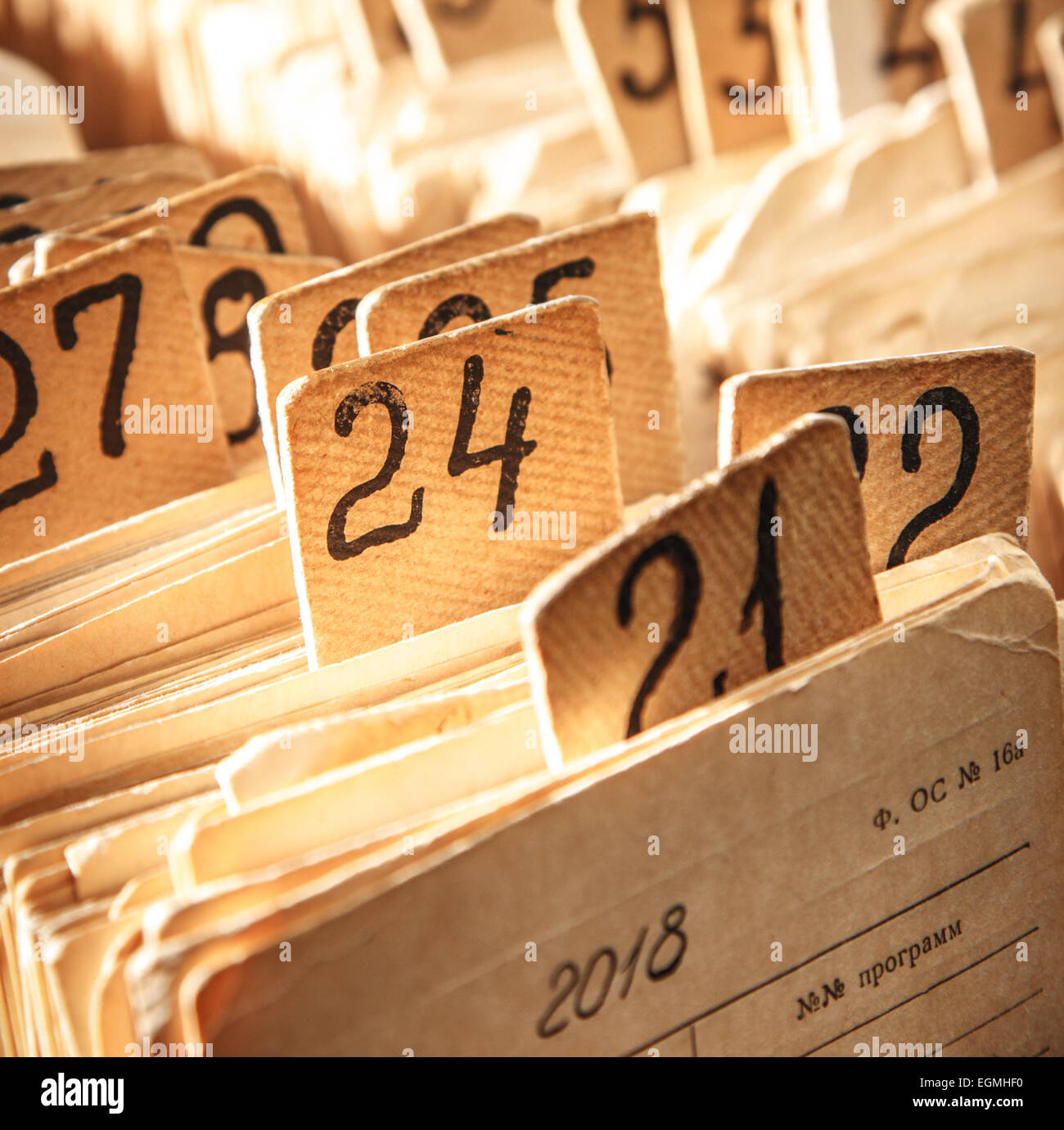 Archive file folders in drawer closeup toning Stock Photo - Alamy