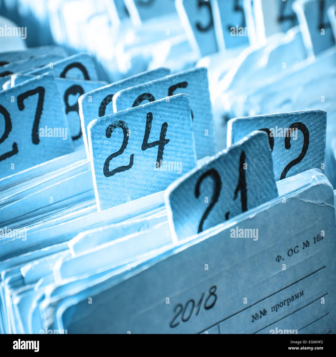Archive file folders in drawer closeup toning Stock Photo - Alamy