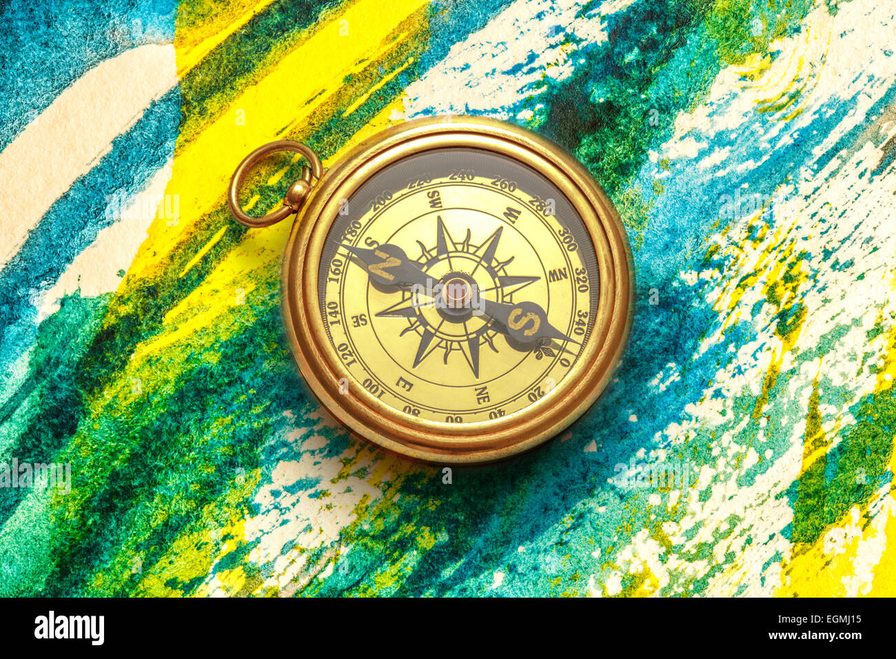 Vintage compass on abstract watercolor painting background Stock Photo ...