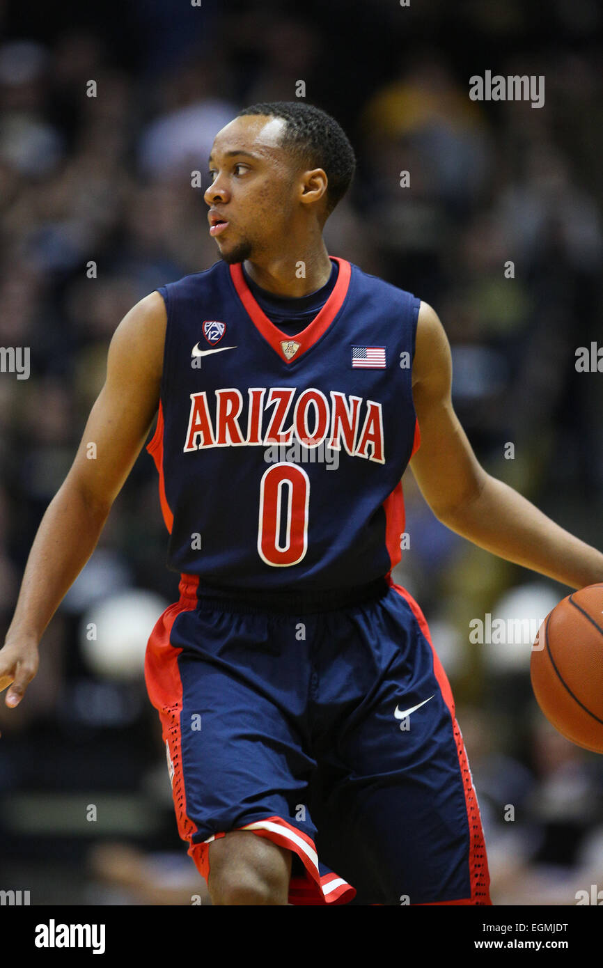 Boulder. 26th Feb, 2015. Arizona's Parker Jackson-Cartwright loks for ...