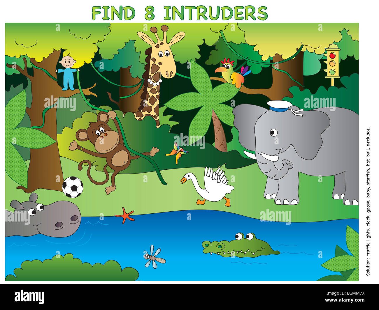 game for children: find eight intruders Stock Photo - Alamy