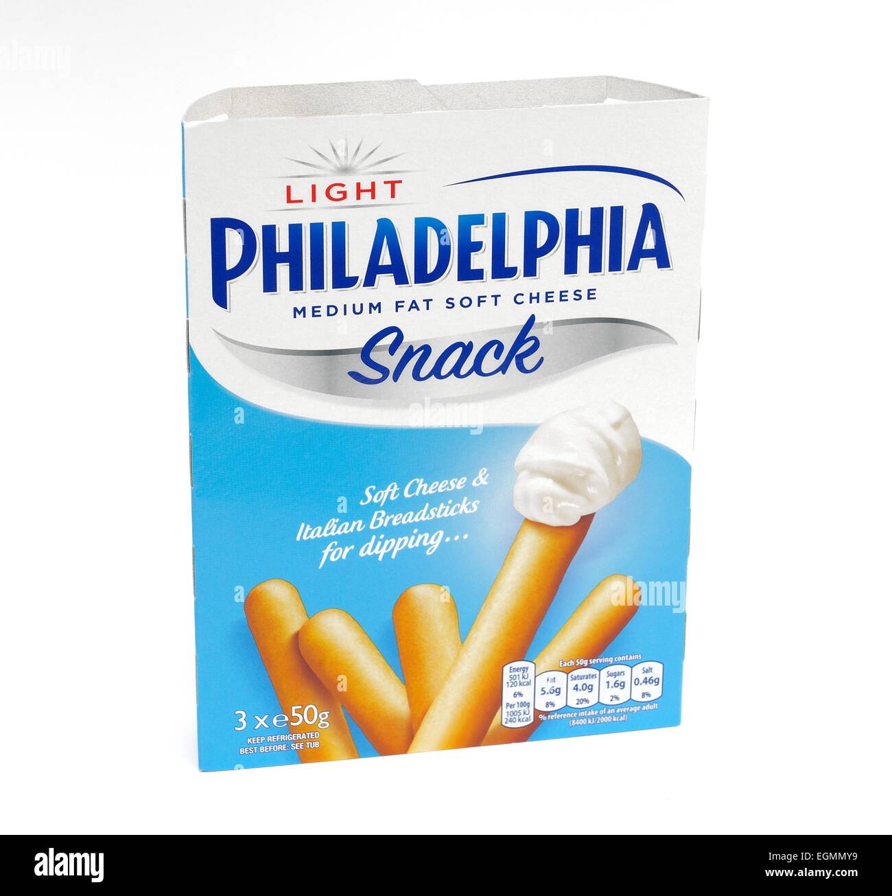 Light Philadelphia medium fat soft cheese snack retail pack Stock Photo ...
