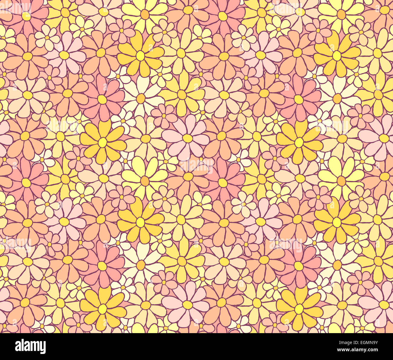 Tender Cartoon Flower Pattern with Careless Hand Drawn Lining Stock ...