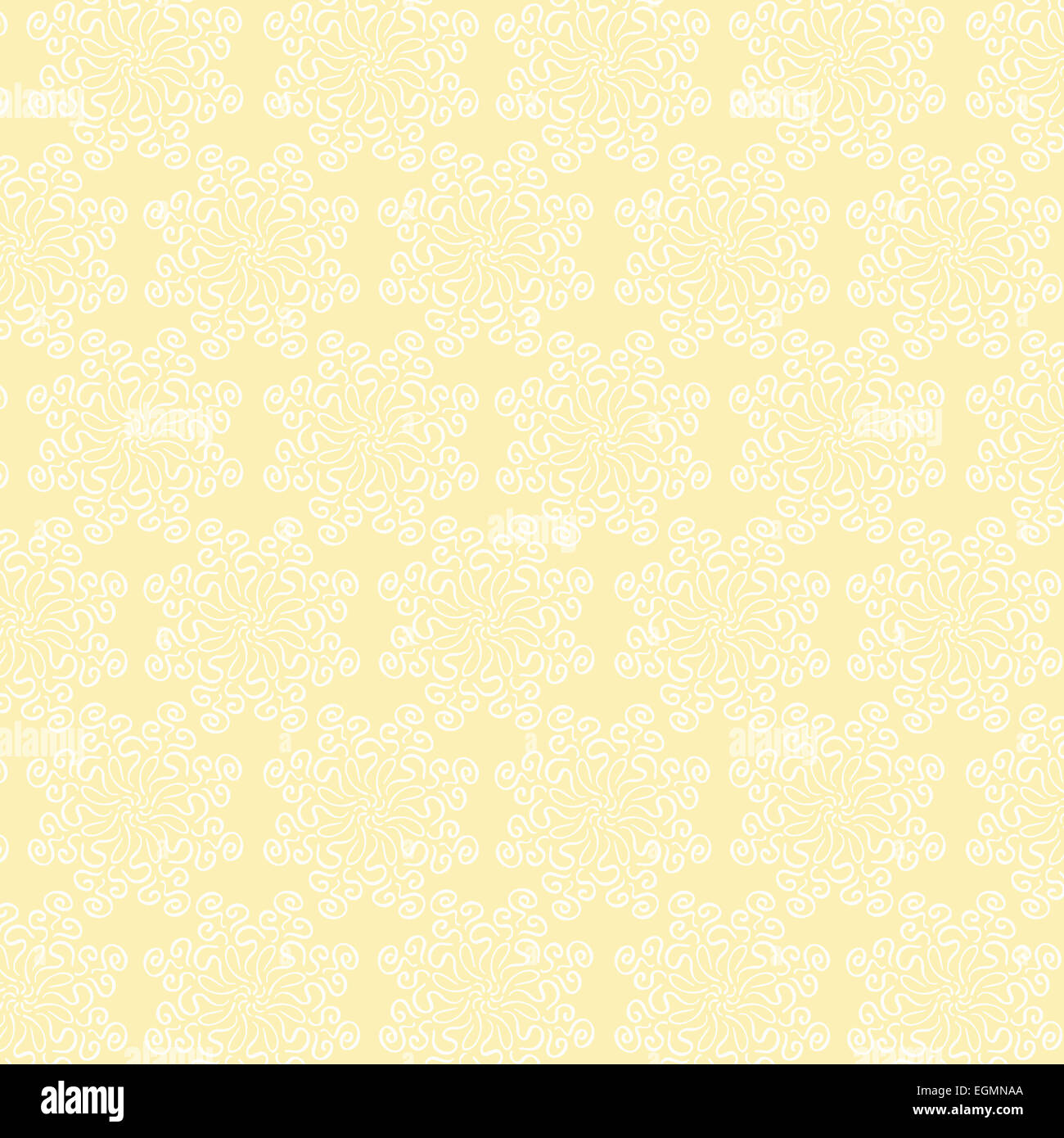 White circular floral pattern on yellow background Stock Photo - Alamy