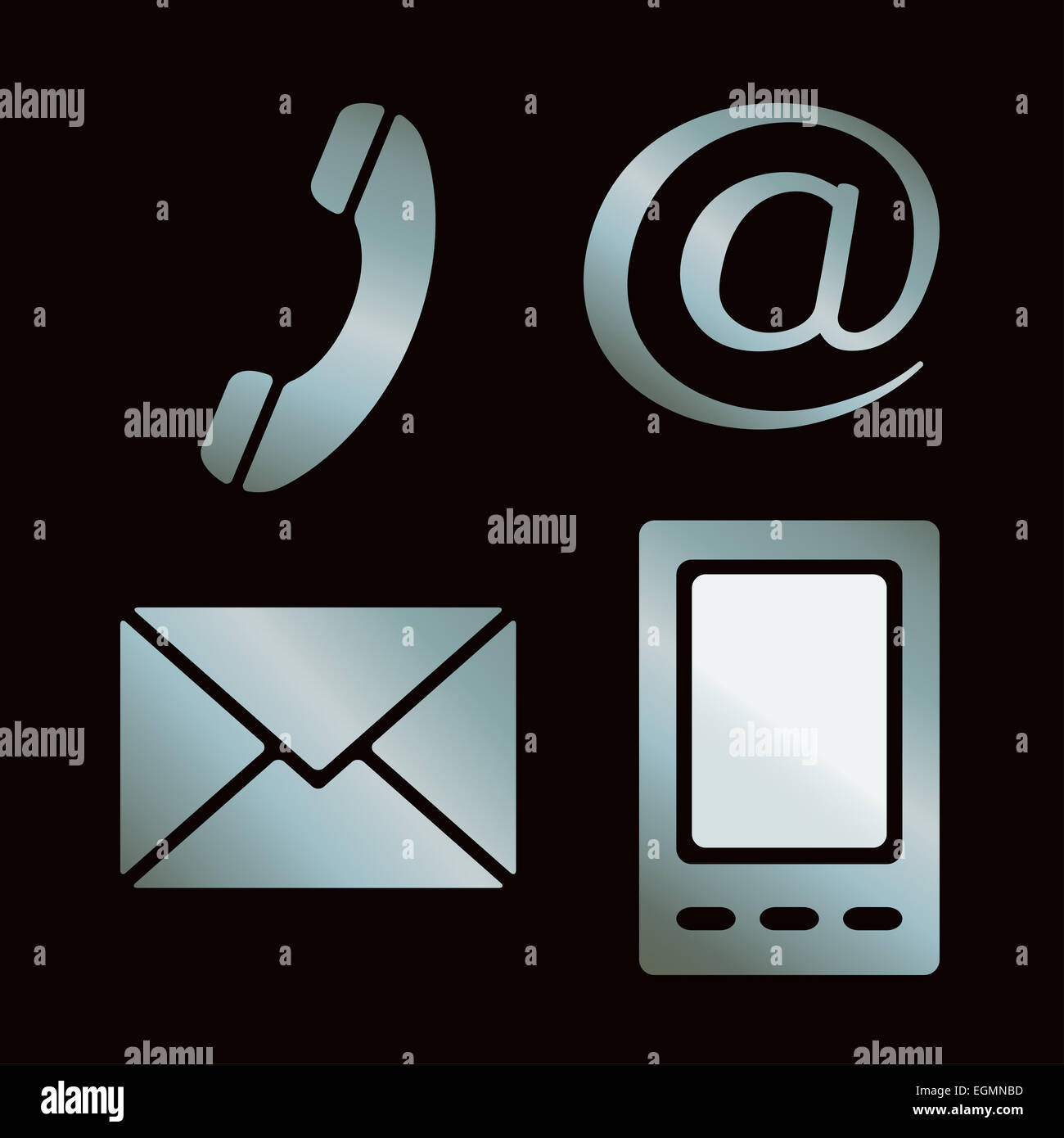 Set of Metallic Media Icons Stock Photo - Alamy