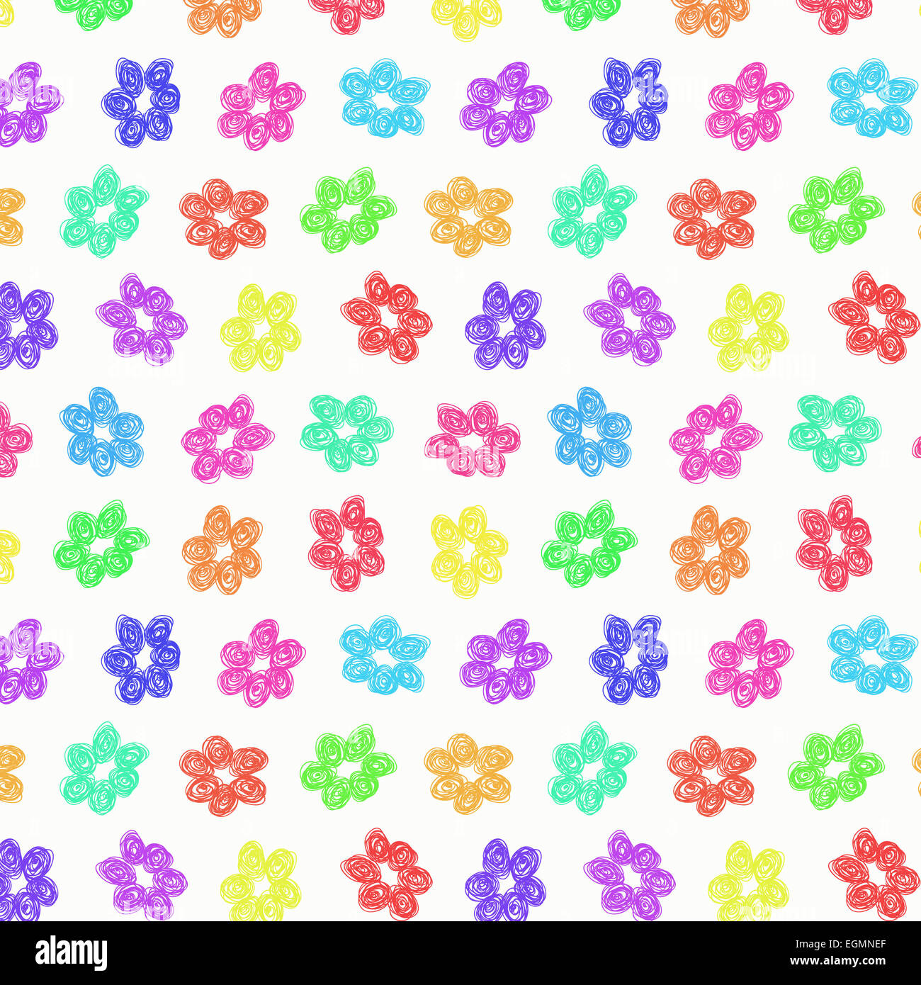 Sketchy Rainbow Flower Pattern Stock Photo - Alamy