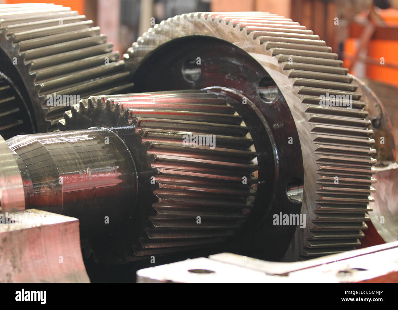 The gear train in the gear rolling mill Stock Photo - Alamy