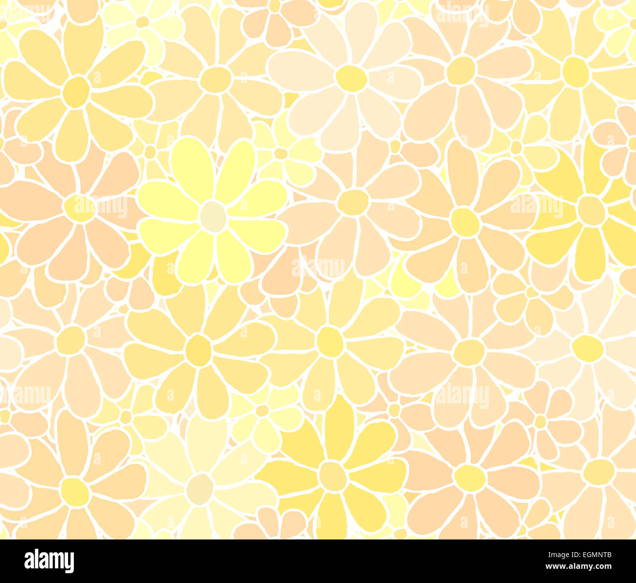 Cartoon Flower Pattern with Careless White Hand Drawn Lining Stock ...