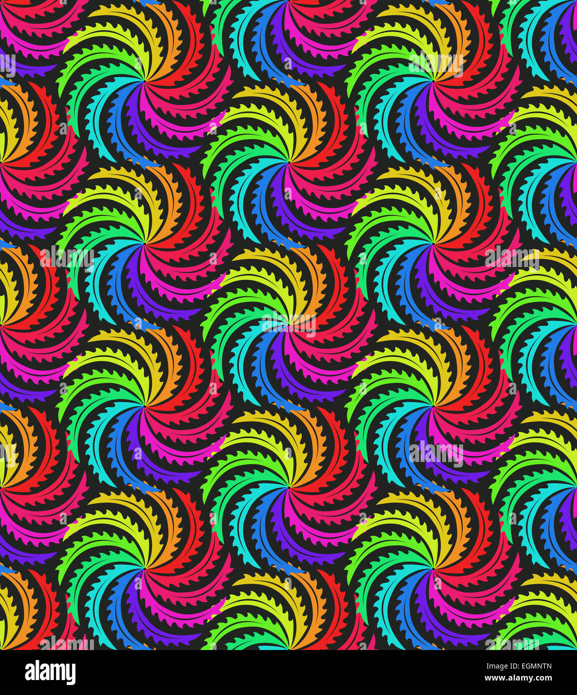 Colorful Rainbow Spiral Circular Floral Seamless Pattern from Sharp ...