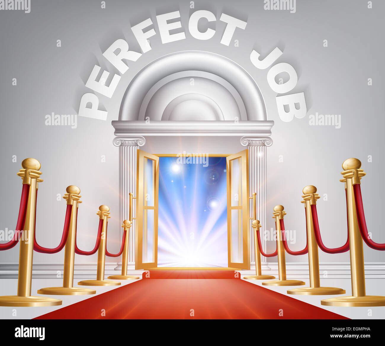 An illustration of a posh looking door with red carpet and Perfect Job ...