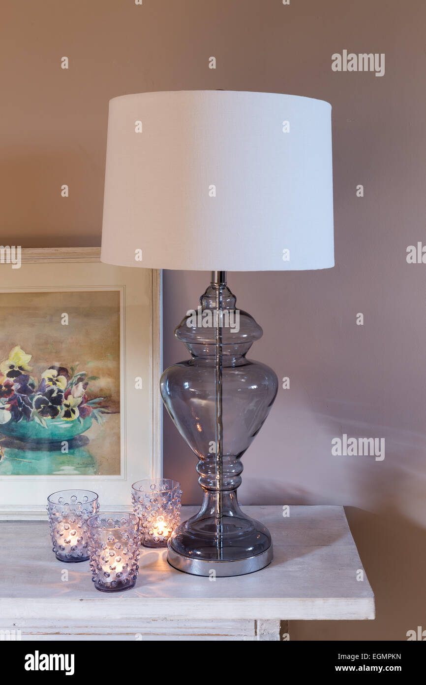 Elegant Table lamp with candles Stock Photo - Alamy