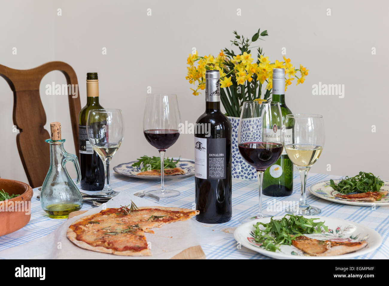 Lunch in the kitchen with wine Stock Photo - Alamy