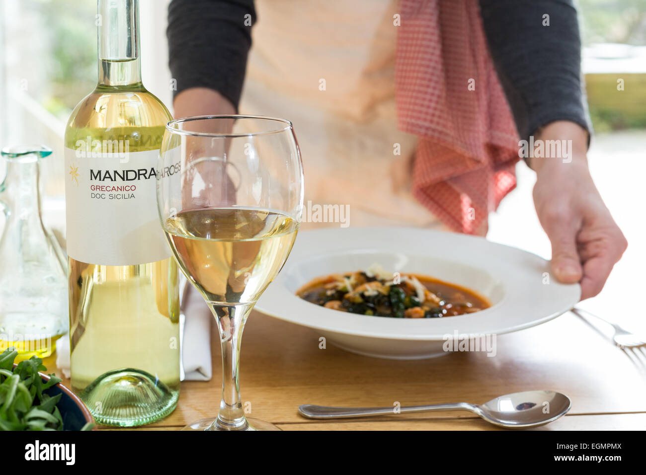 Lunch in the kitchen with wine Stock Photo - Alamy