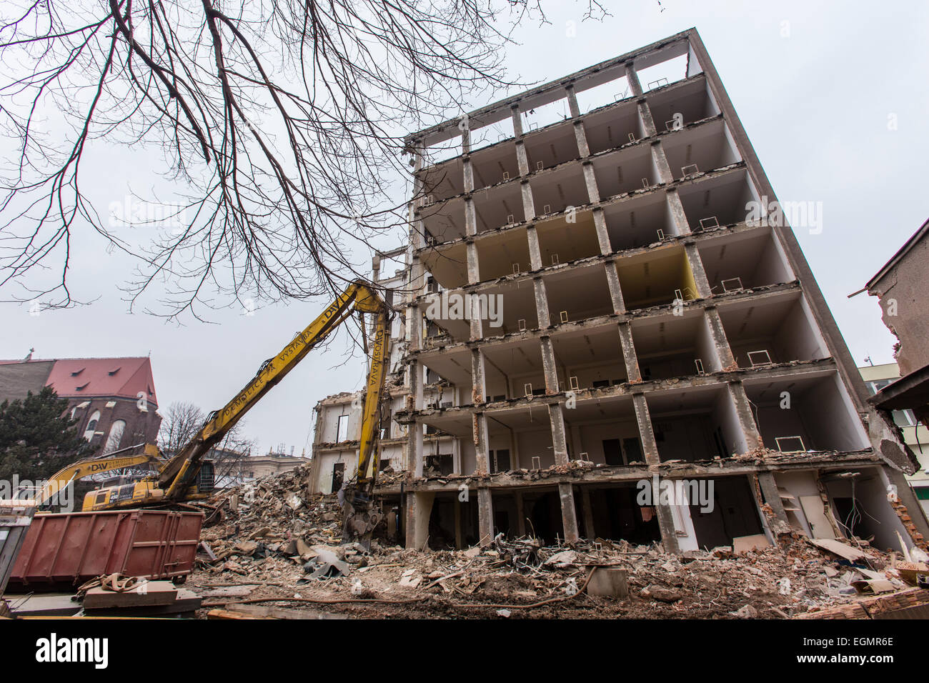 demolition, high-rise building, skeleton, ruins, administrative ...