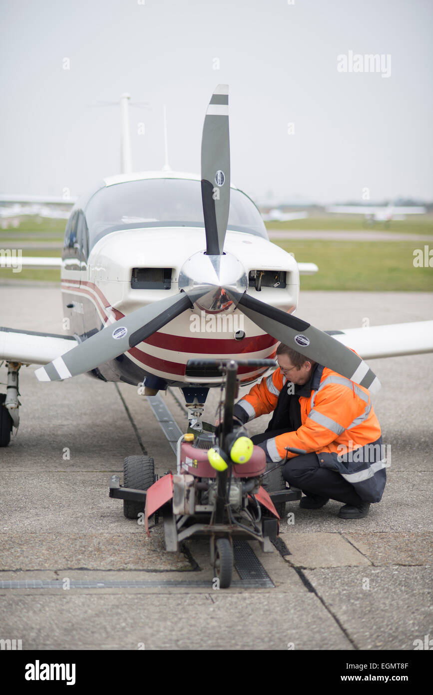 airport worker behind the scenes at Shoreham (Brighton City) Airport ...