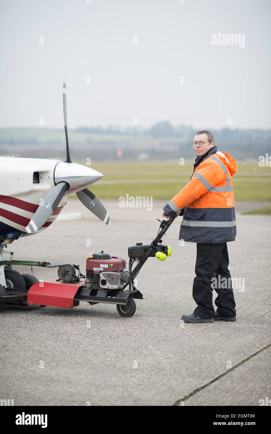 airport worker behind the scenes at Shoreham (Brighton City) Airport ...