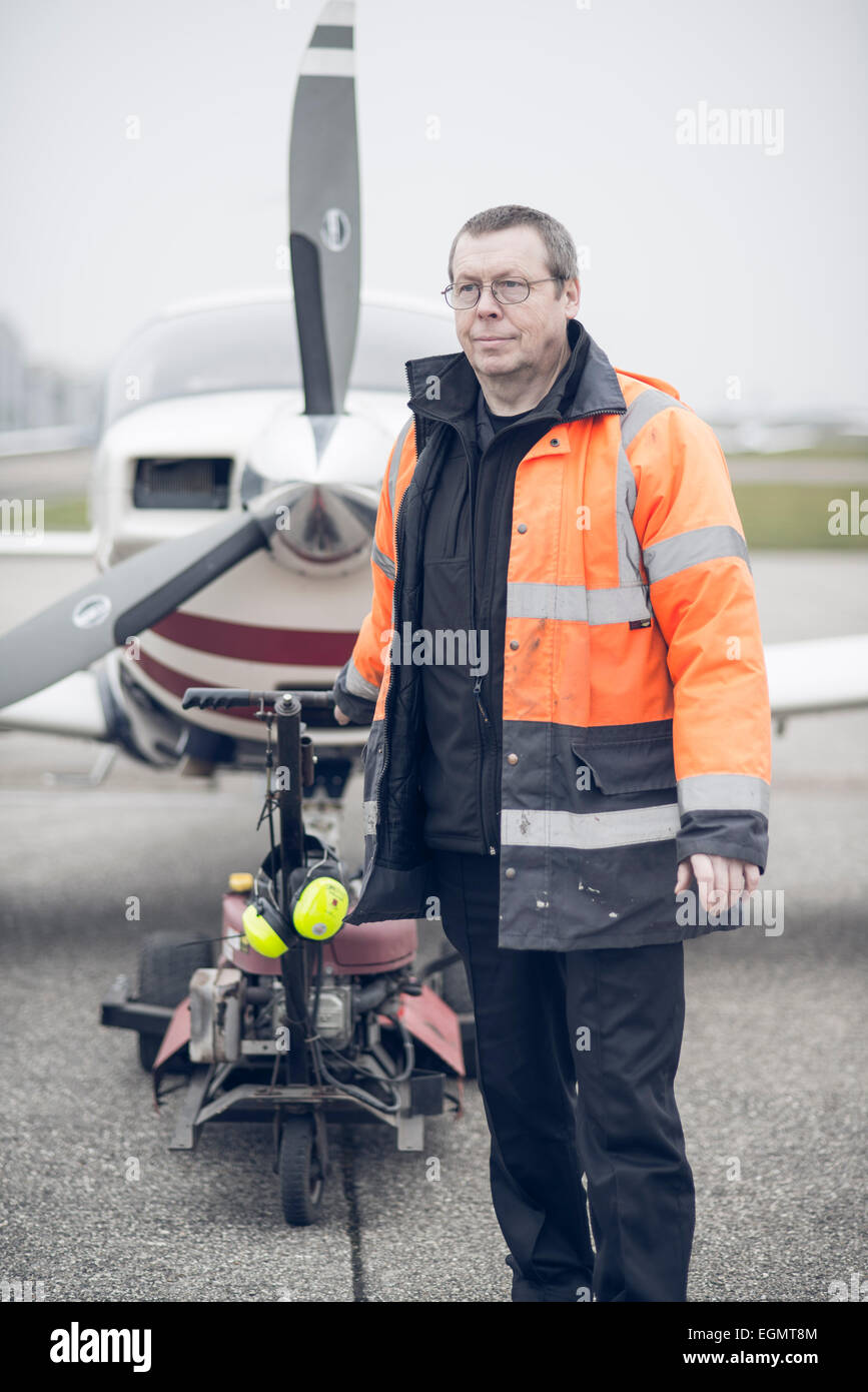 airport worker behind the scenes at Shoreham (Brighton City) Airport ...