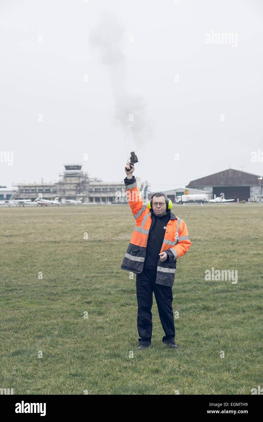 airport worker behind the scenes at Shoreham (Brighton City) Airport ...