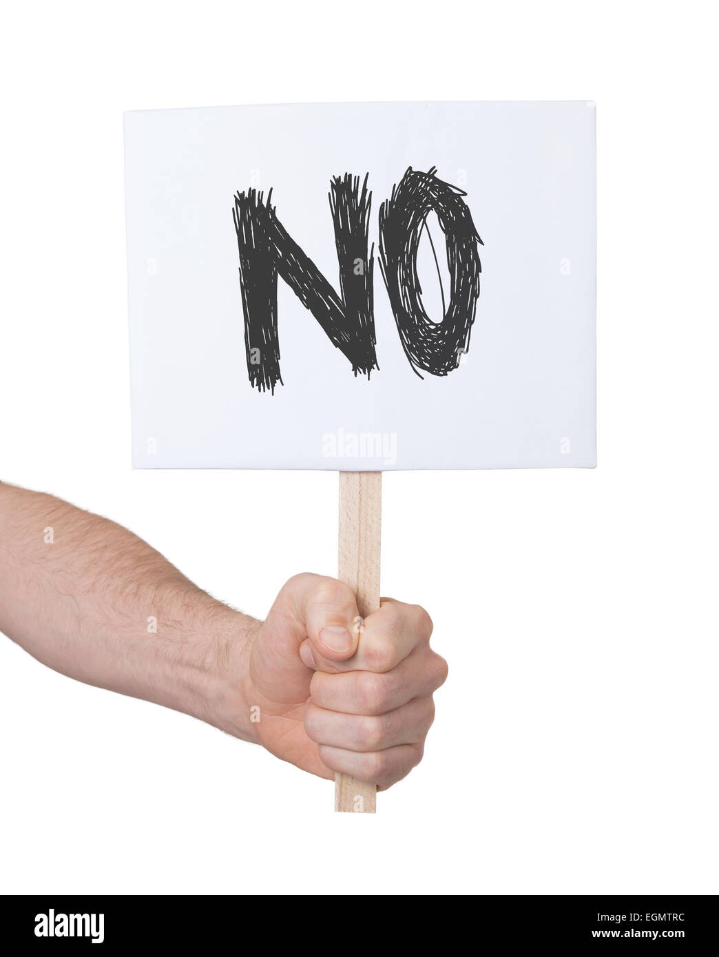 Hand holding sign, isolated on white - No Stock Photo - Alamy