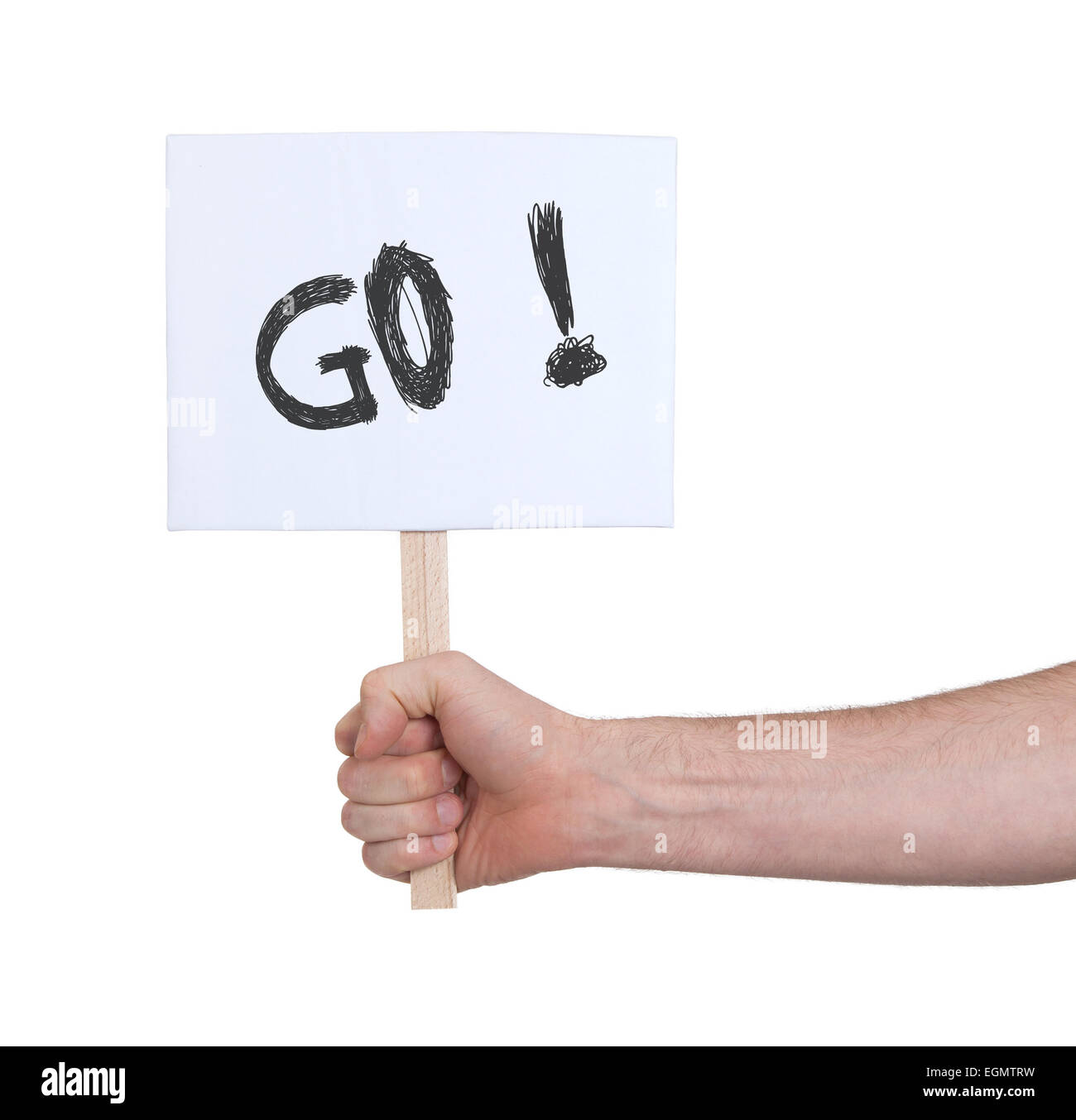 Hand holding sign, isolated on white - Go Stock Photo - Alamy