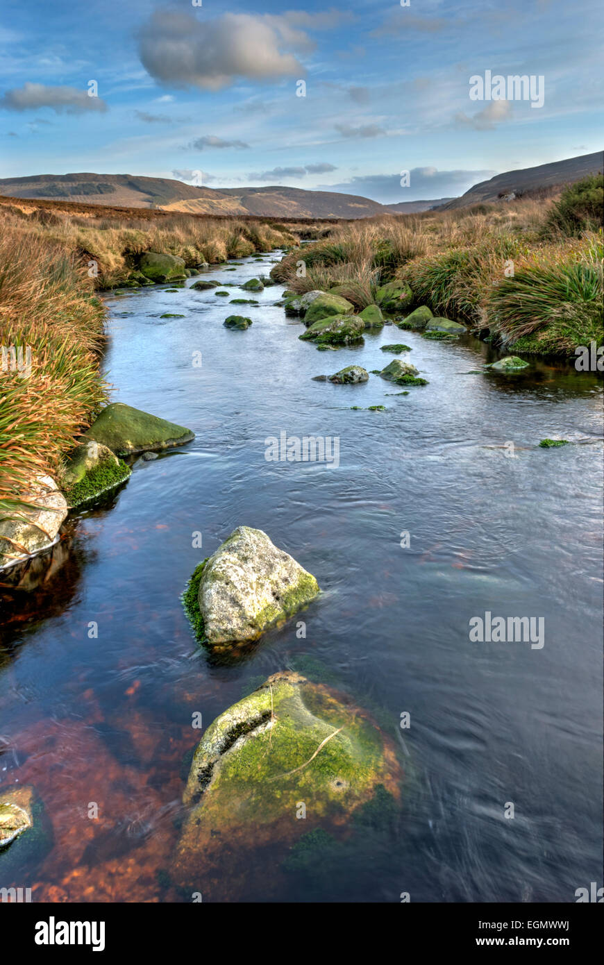 Scenic view over wild terrain in Dublin Mountains, Republic of Ireland ...