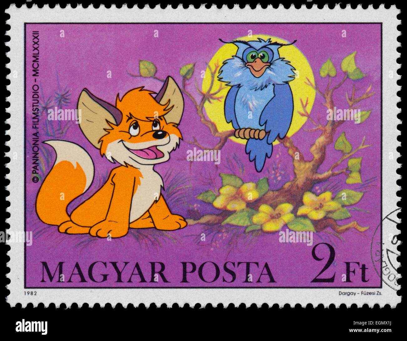 HUNGARY - CIRCA 1982: A stamp printed by Hungary, shows Scenes from Vuk ...