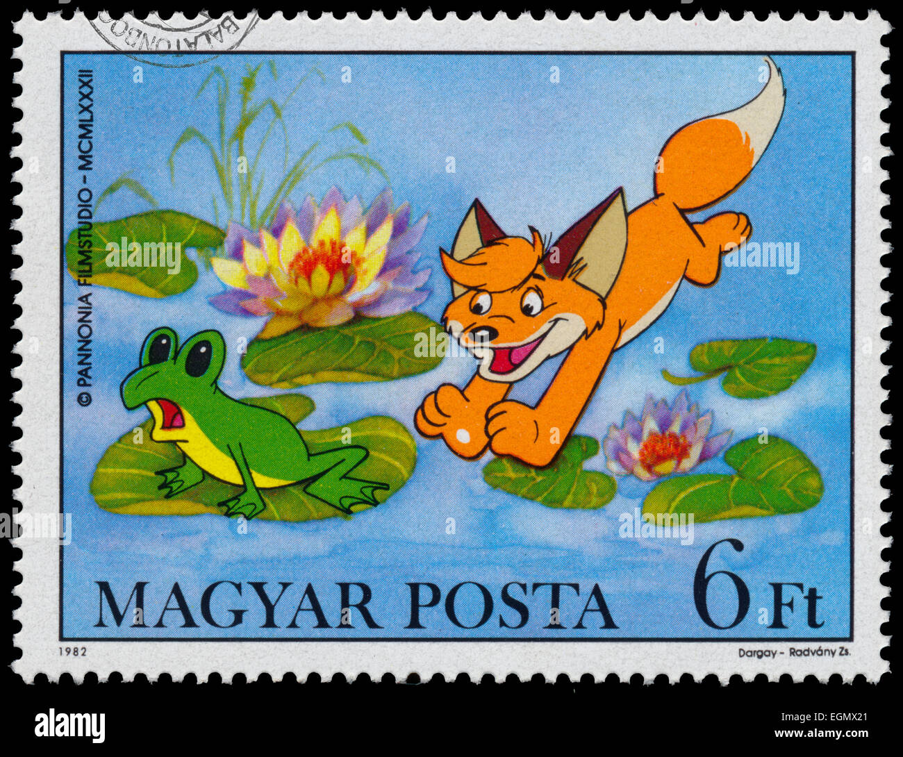 HUNGARY - CIRCA 1982: A stamp printed by Hungary, shows Scenes from Vuk ...