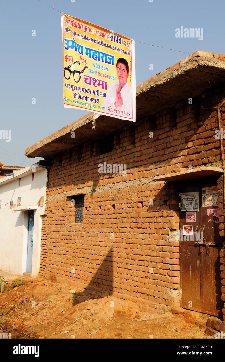 Local election posters in an Indian tribal village Madhya Pradesh India ...