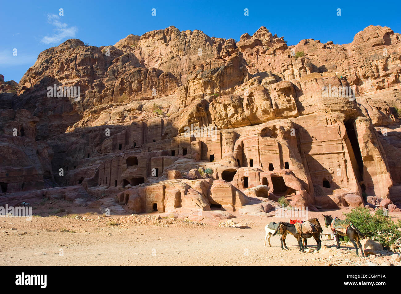 PETRA, JORDAN - 12OCTOBER, 2014: Caves in the rocks in Petra in Jordan ...