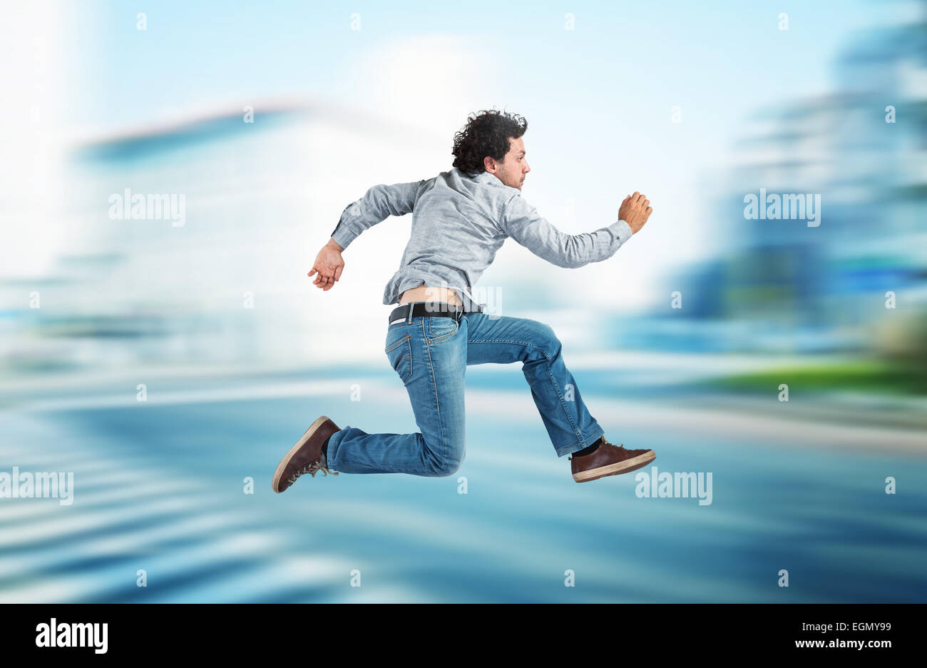 portrait of caucasian running man Stock Photo - Alamy
