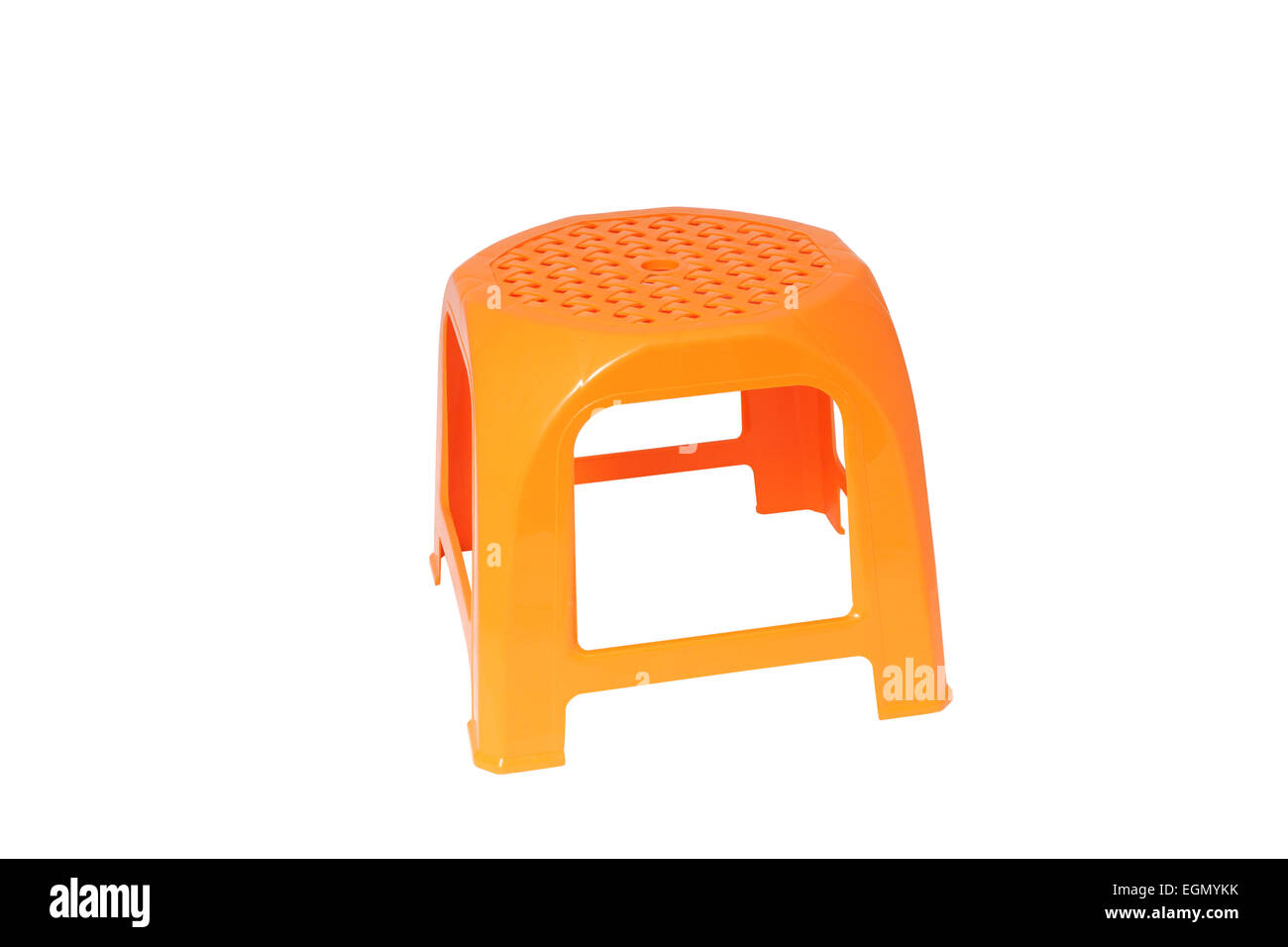 plastic stool orange isolated on white background Stock Photo - Alamy